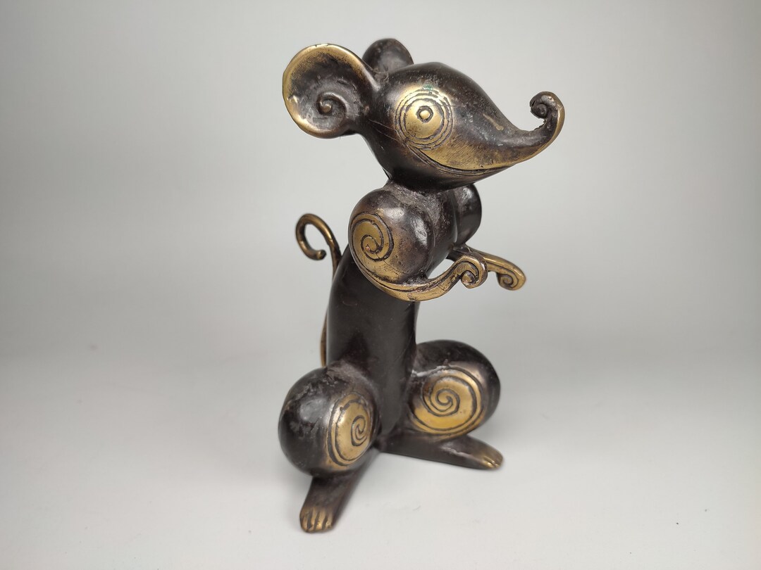 Mouse Bronze 7.0”inch,mouse Statue, Mouse Figurine, Mouse Brass, Room ...
