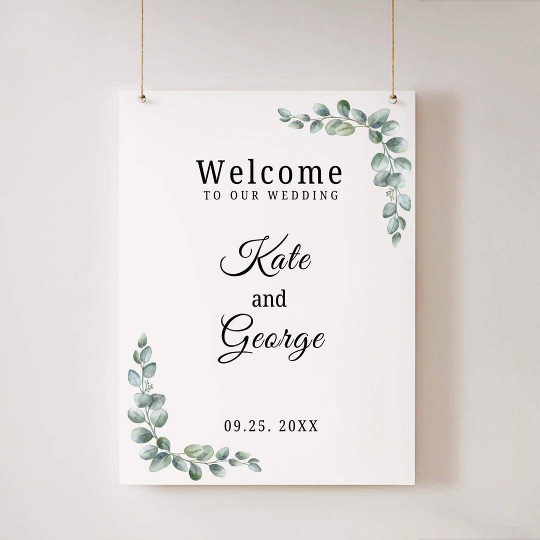 Eucalyptus Welcome Wedding Signe, Wedding Welcome Signed, Wedding ...