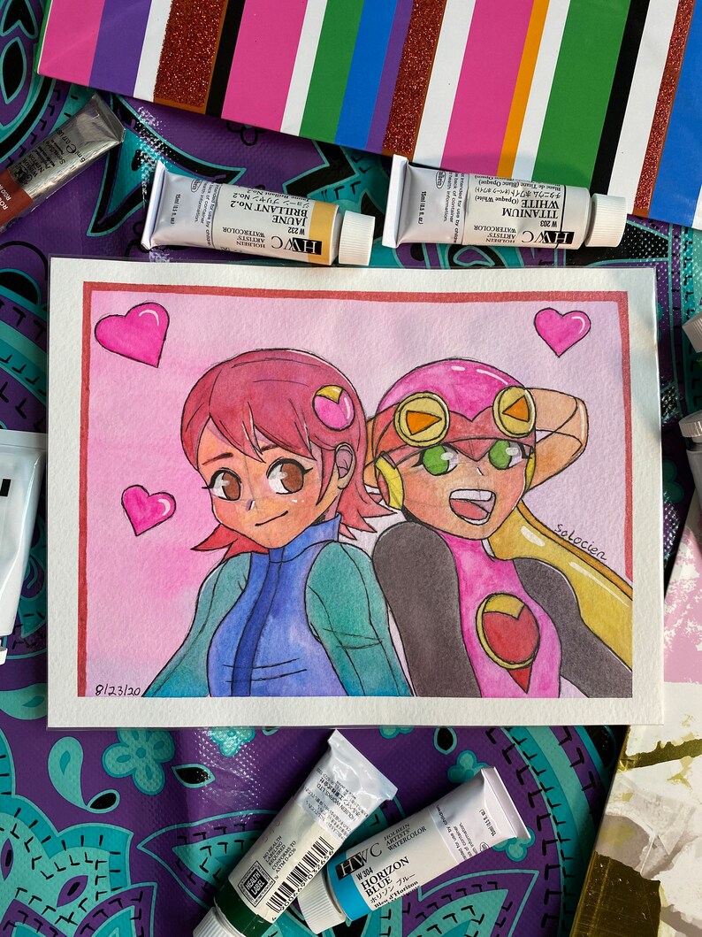 CAPCOM Mega Man Battle Network Mayl & Roll Netnavi Watercolor - Etsy