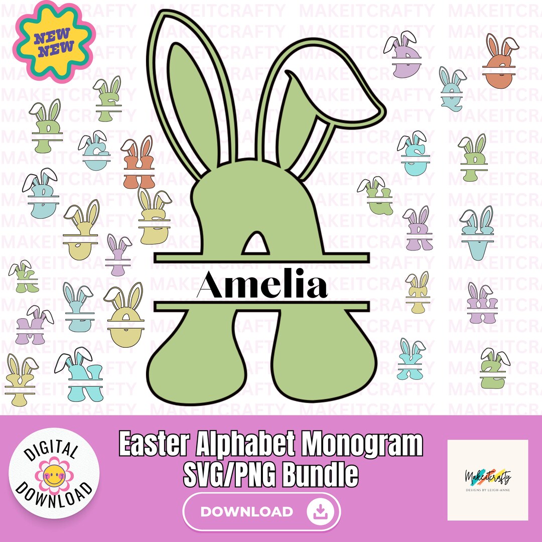 Bunny Svg, Easter Svg, Bunny Name Svg, Letter Svg, Monogram Svg, Bunny ...