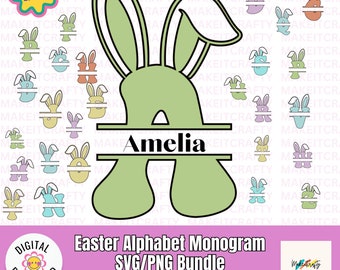 Bunny Svg, Easter Svg, Bunny Name Svg, Bunny Ears Svg, Monogram Svg ...