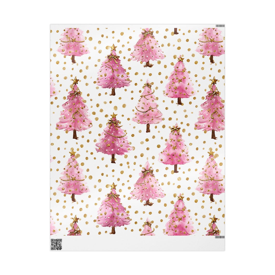 Christmas Pink Watercolor Trees Wrapping Paper | Holiday Tree Pattern ...