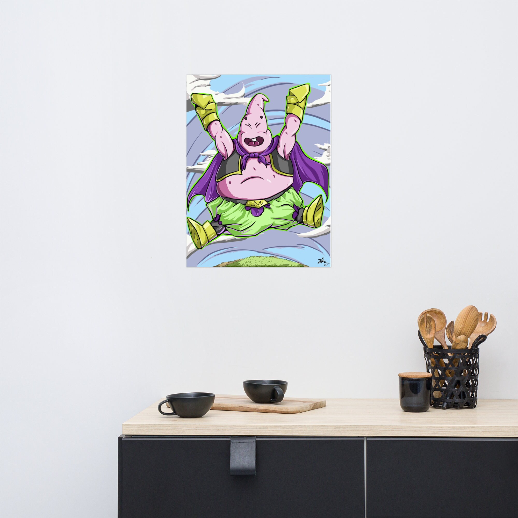 Majin Buu X Patrick Star Poster, Sponge Bob, Unique, Original Art, Wall ...