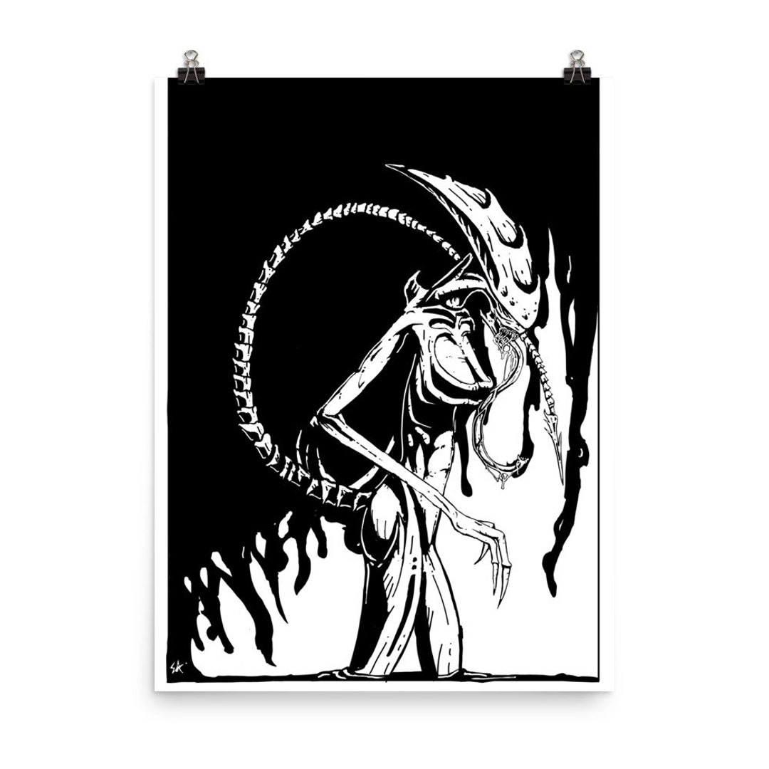 Female Xenomorph Ink Poster - Etsy