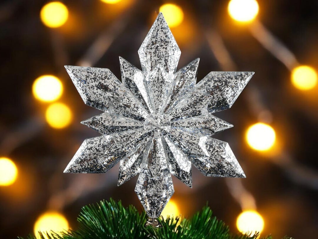 12.6" Mercury Silver Snowflake Tree Topper Christmas Holiday Decor - Etsy