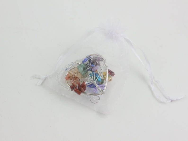 Chakra Bead Tree of Life Heart, Teardrop Crystal Suncatcher, Rainbow ...