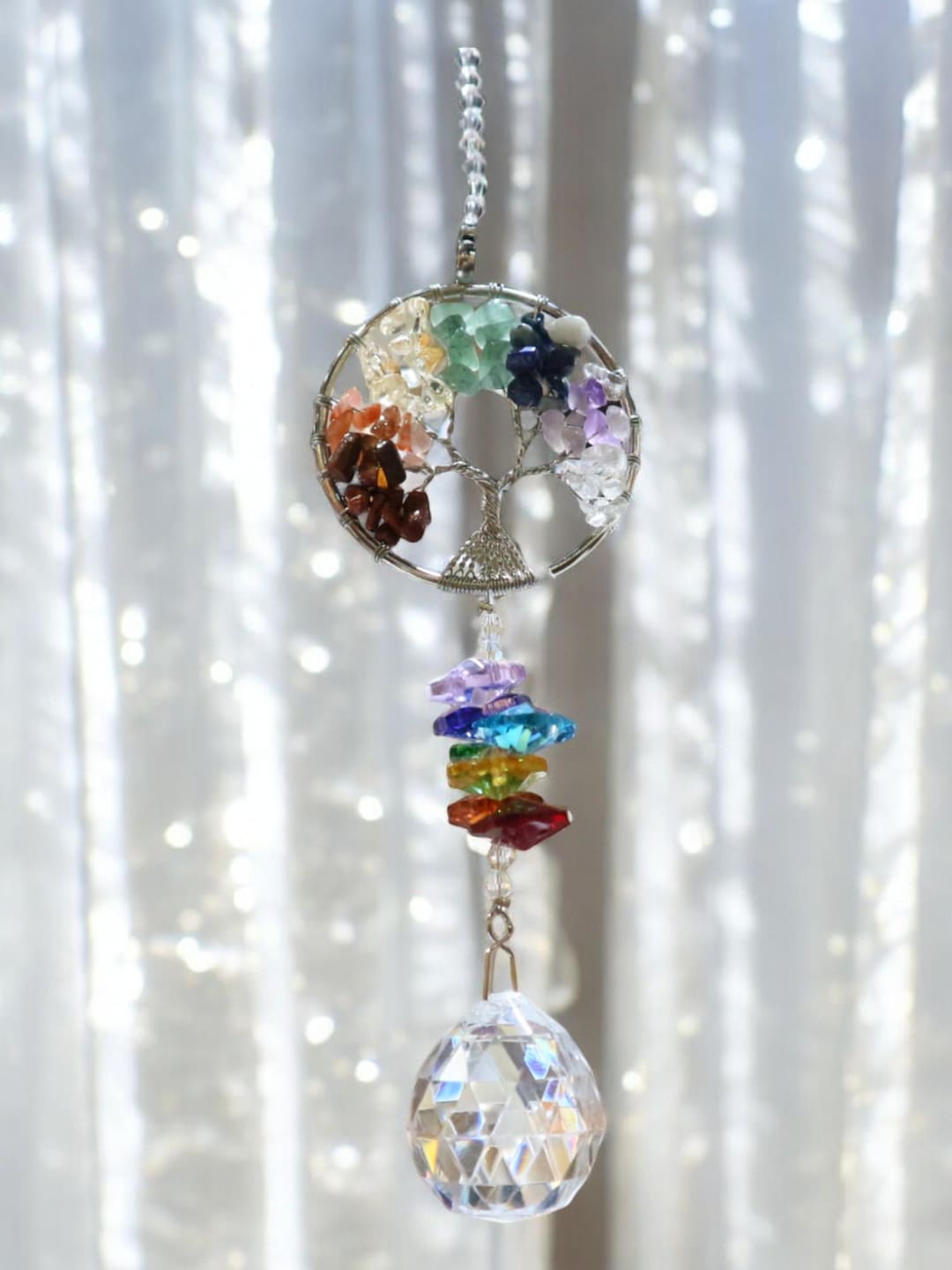 Chakra Bead Tree Tree of Life Crystal Ball Suncatcher, Rainbow Maker ...