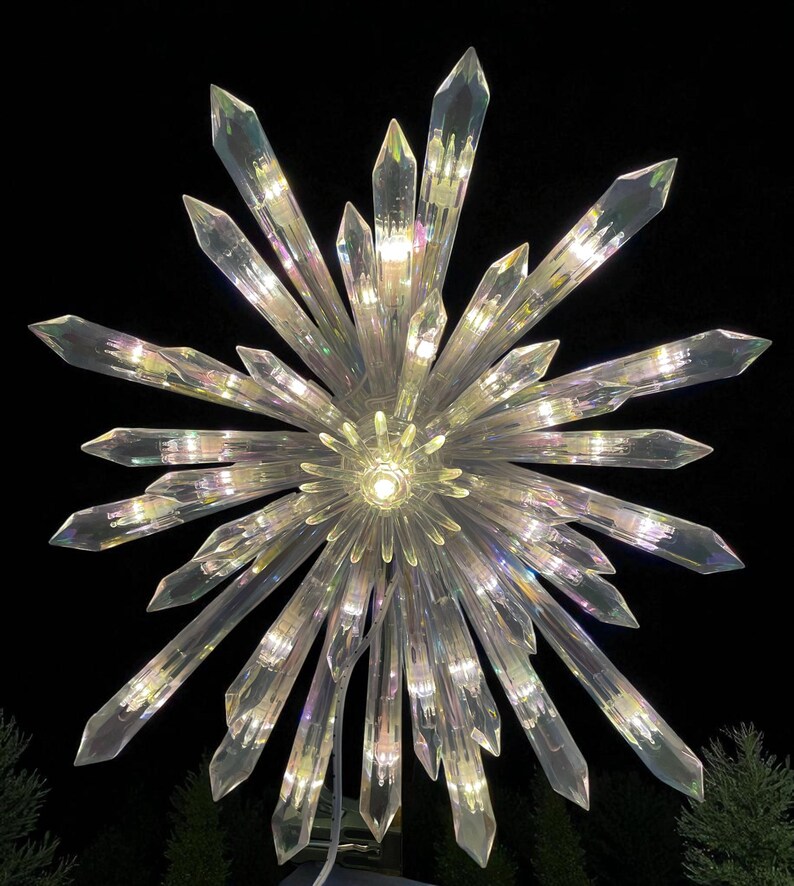 14" UK ADAPTER Lighted Starburst Snowflake Tree Topper Christmas ...
