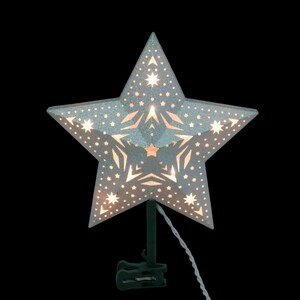 13.5" Plug-in Lighted Glitter Star Tree Topper Christmas Holiday Tree ...
