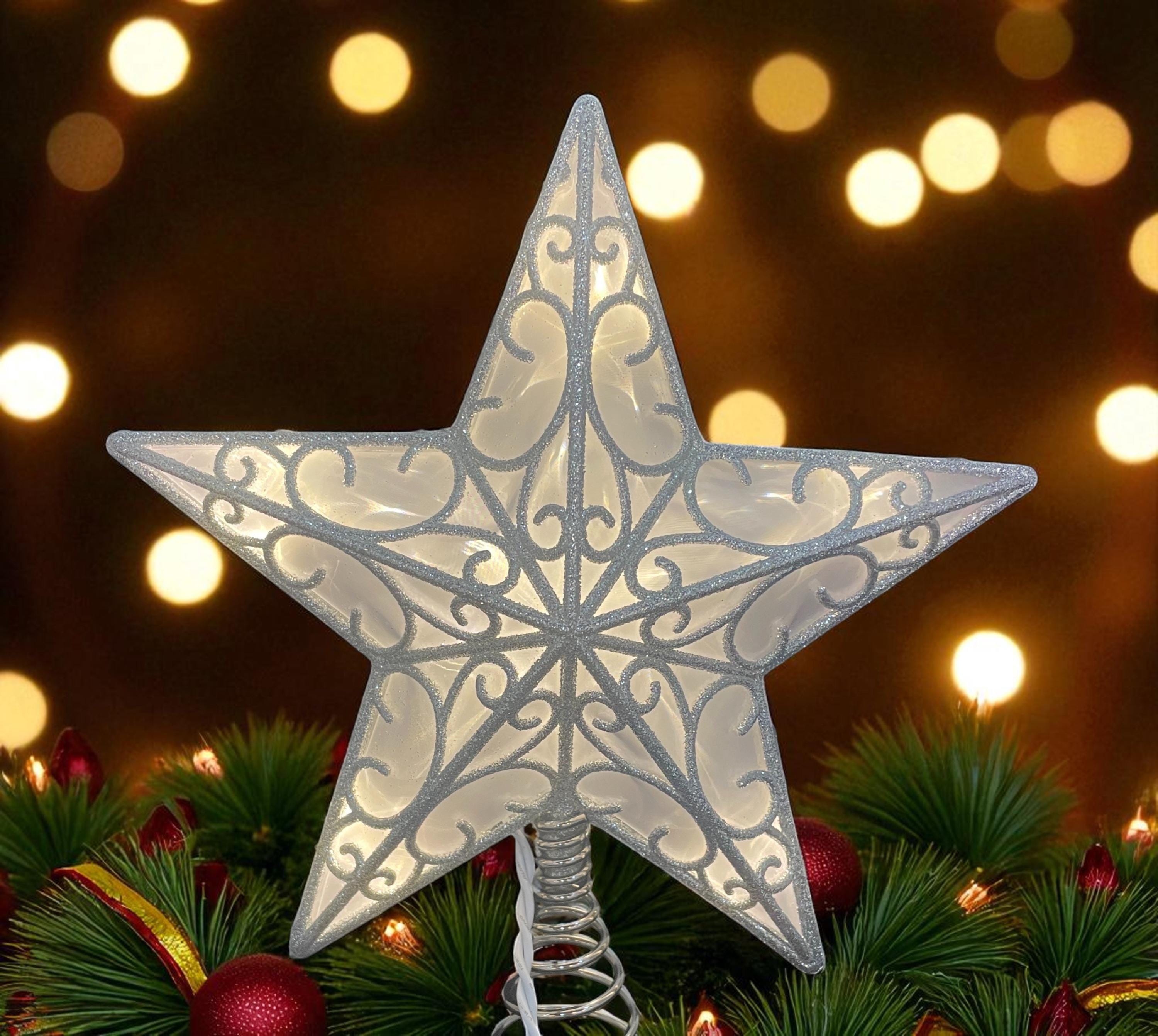 12" Plug-in Lighted GOLD Glitter Star Tree Topper Christmas Holiday ...
