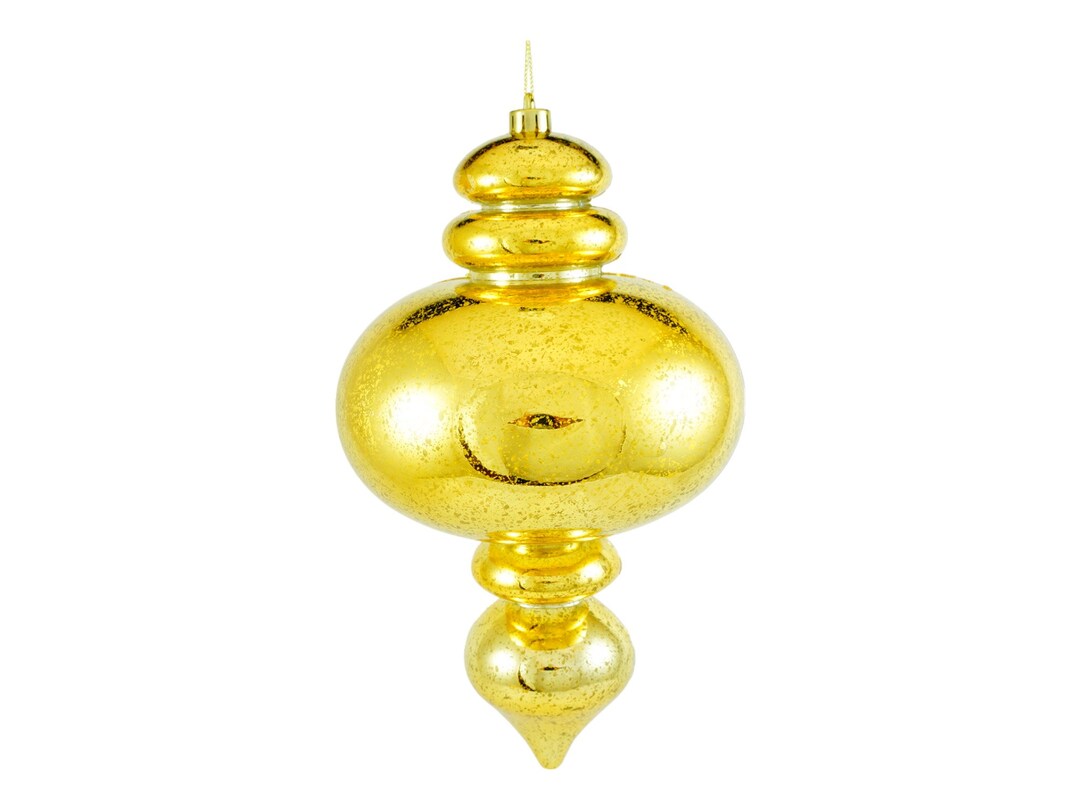 Over-sized Mercury Gold Jumbo Finial Shatter Proof Finial Ball Holiday ...
