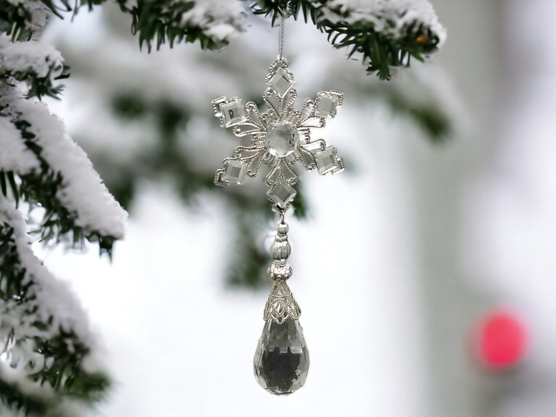 Set of 3 6" Acrylic Snowflake Drop Christmas Hanging Ornament Holiday ...