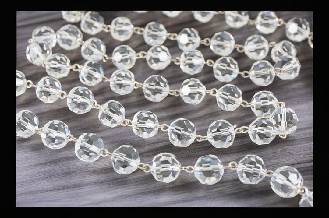 6' Vintage Chandelier Crystal Chain With 12mm FACETED Crystal Bead ...