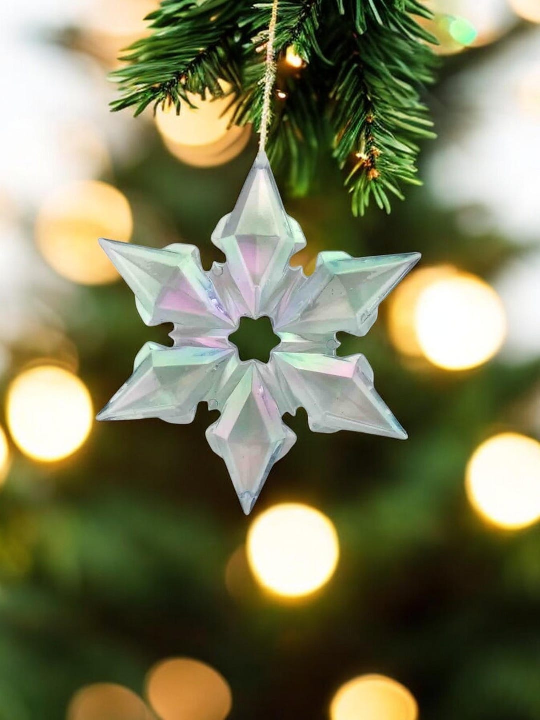 Set of 3 5" Iridescent Snowflake Hanging Ornament Christmas Holiday ...
