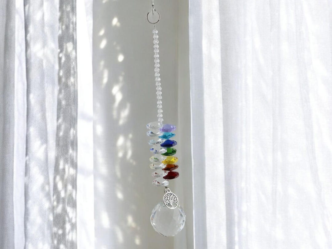 CHAKRA Octagon Crystal Ball Life Tree Suncatcher, Rainbow Maker ...