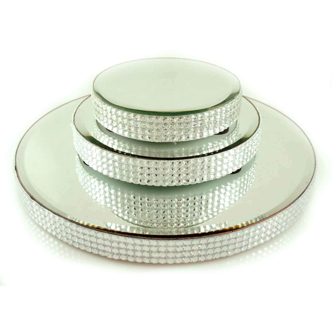 Elegant SILVER Mirror Plates Wedding Event Cater Decorative Display ...