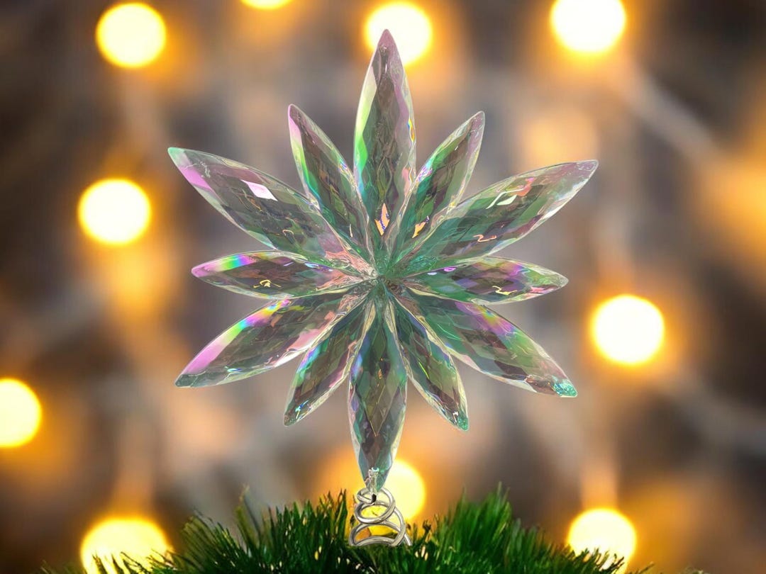 12" AB Acrylic Crystal Snowflake Tree Topper Christmas Holiday Decor - Etsy
