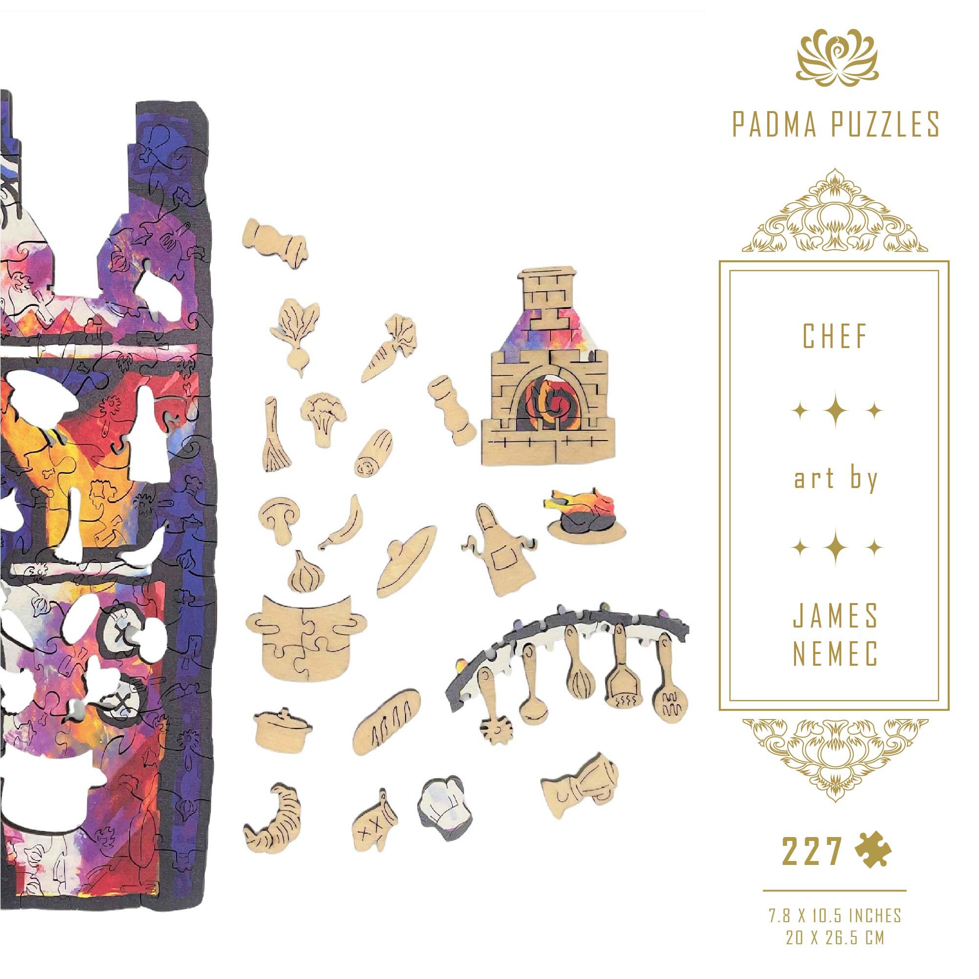 Wooden Jigsaw Puzzles for Adults With Unique Shaped Pieces - CHEF 227 ...