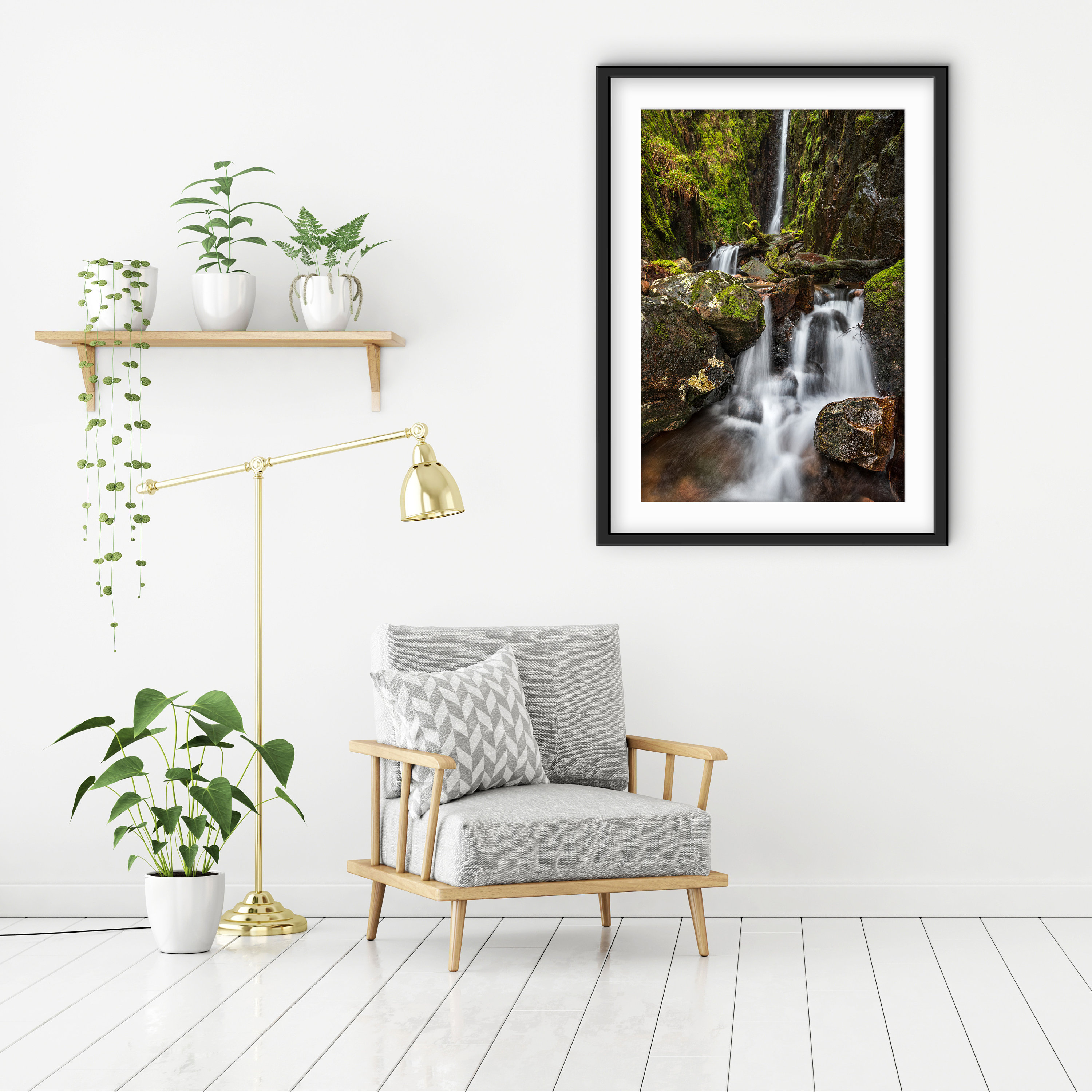 Lake District Waterfall Print Scale Force Buttermere UK Landscape ...