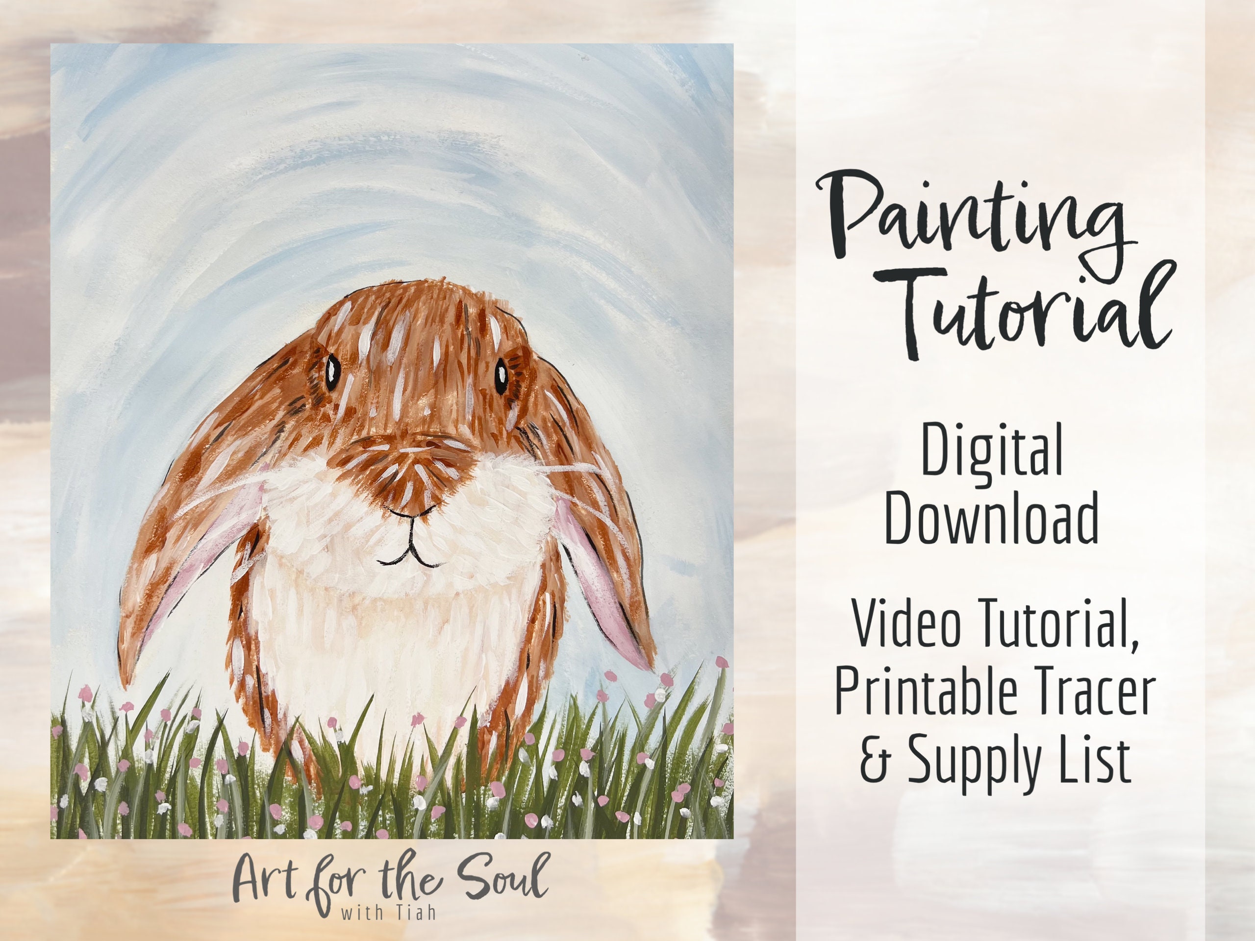 Curious Bunny - Painting Tutorial Instant Download, Step-by-step Video ...