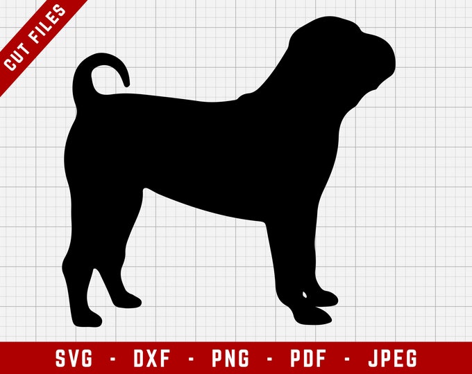 Shar Pei SVG, Silhouettes Dxf, Dog SVG for Cricut, Shar Pei Clipart ...