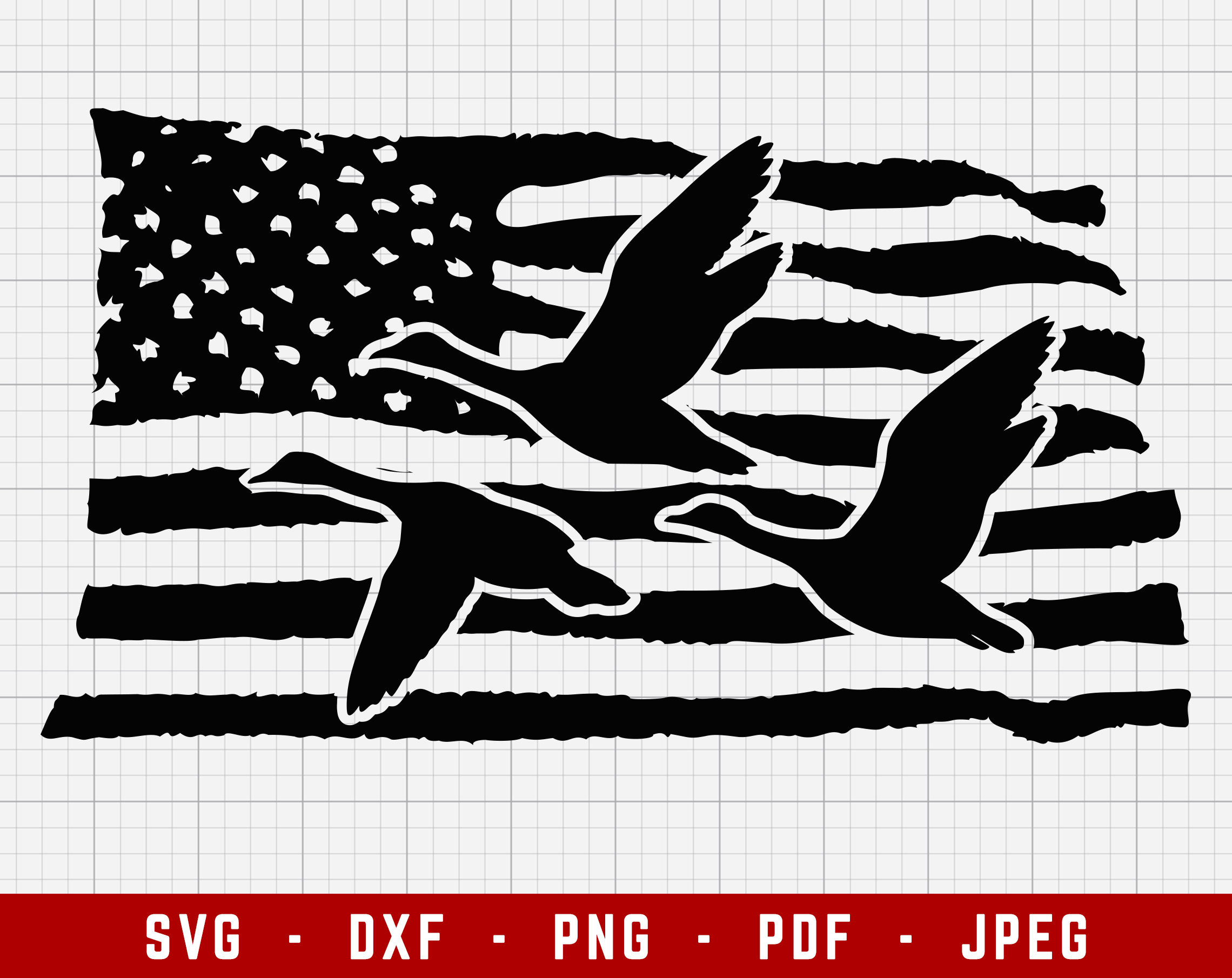American Flag With Ducks SVG Cutting Files Hunting Digital Clip Art ...