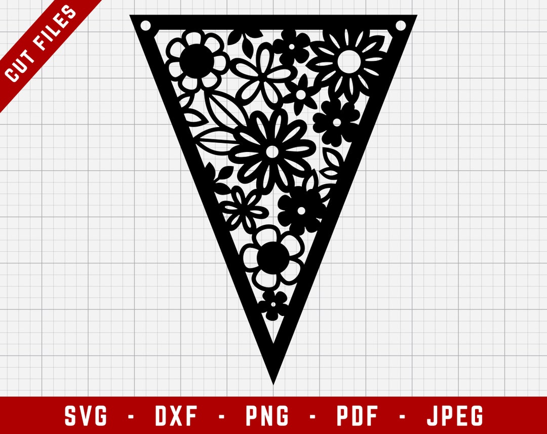 Flower Pennant SVG Cutting File | Floral Decoration Banner Clip Art ...