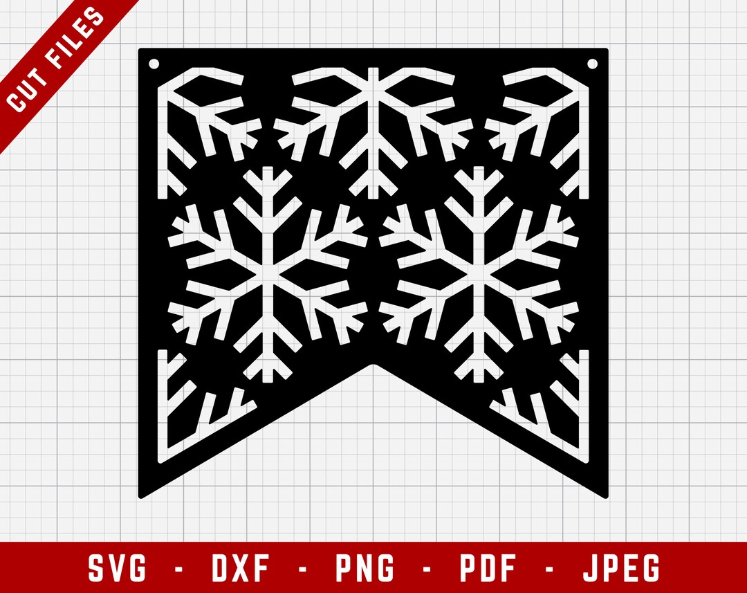 Snowflake Pennant SVG Cutting File | Christmas Decoration Banner Clip ...