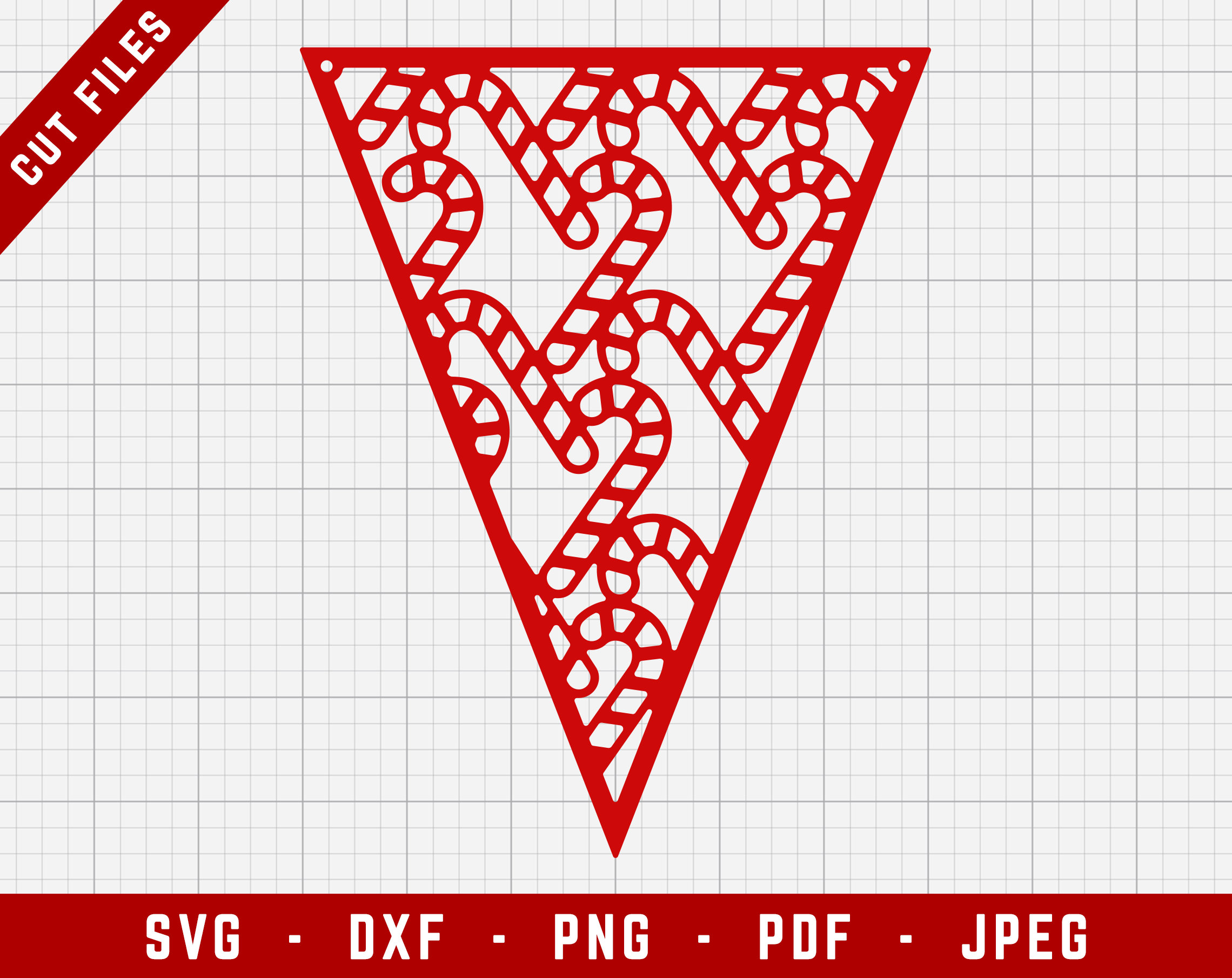 Candy Cane Pennant SVG Cutting File | Christmas Decoration Banner Clip ...