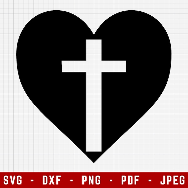 Cross Heart Svg - Etsy