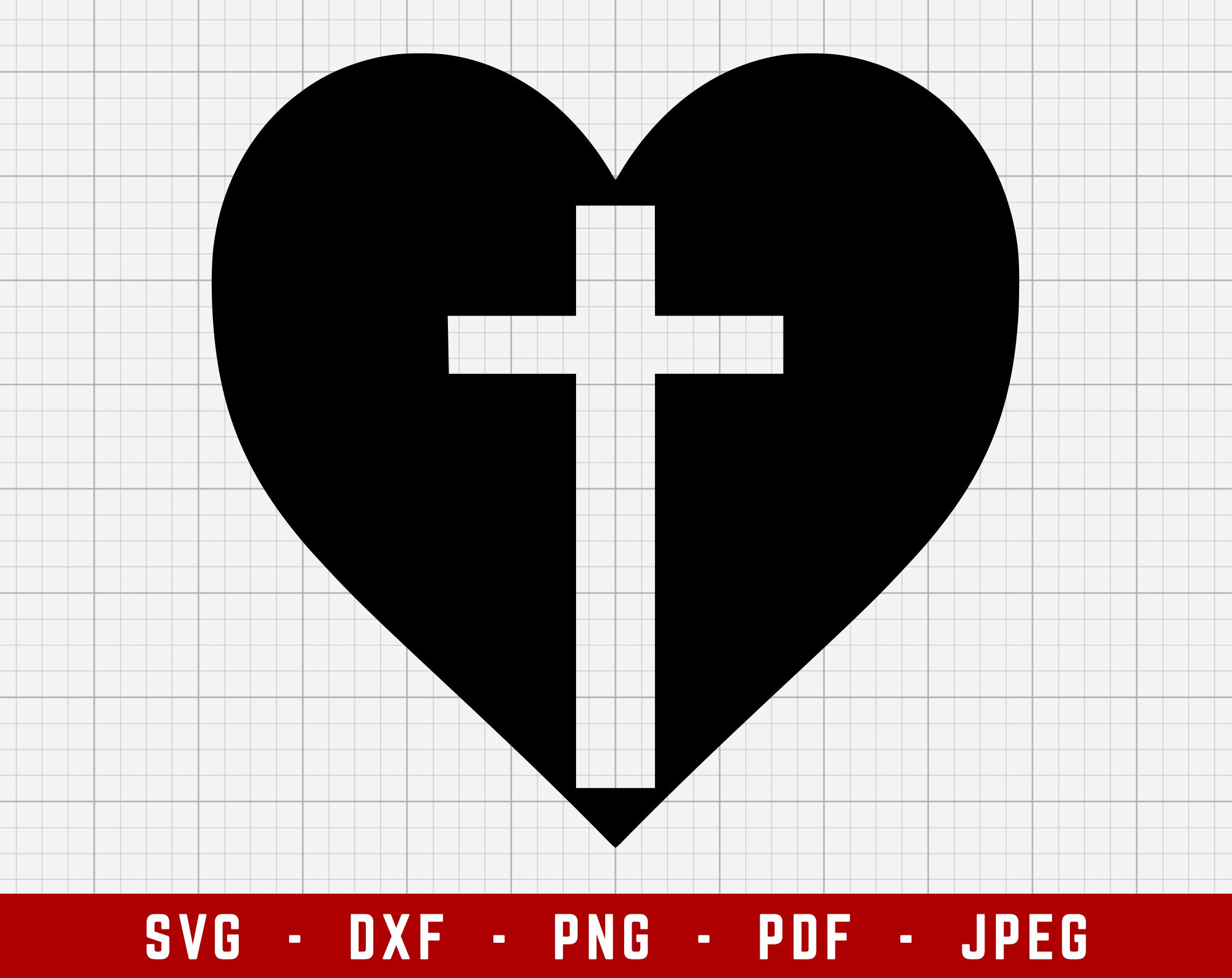Cross Heart SVG Cutting Files | Religious Digital Clip Art, Religious ...