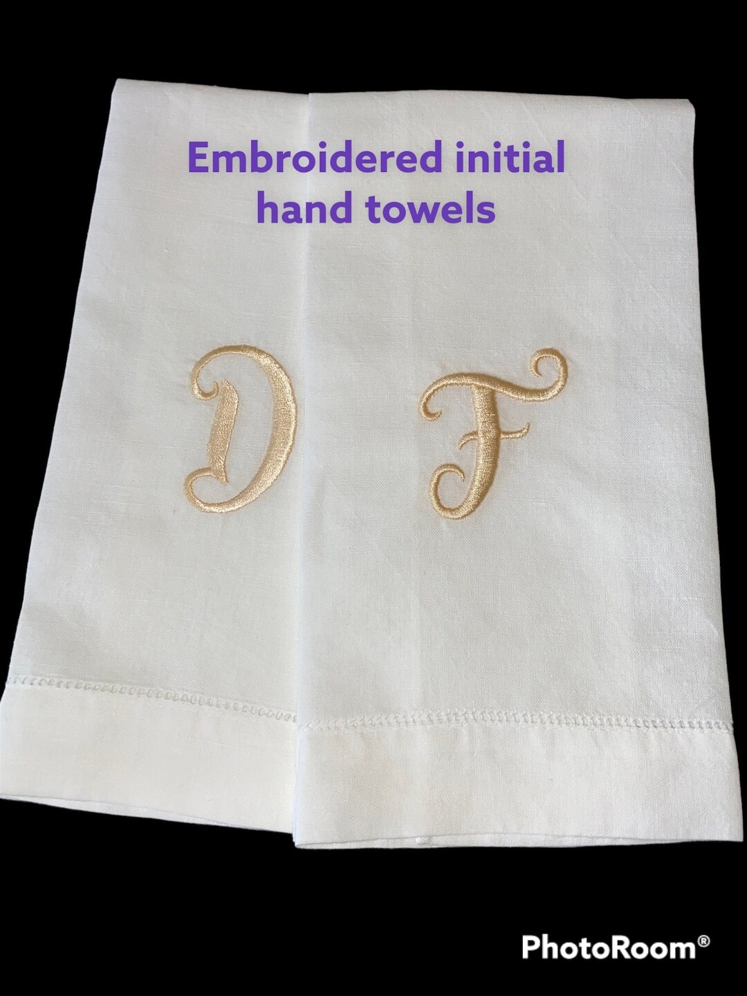 Machine Embroidered Initial Linen Hand Towel - Etsy