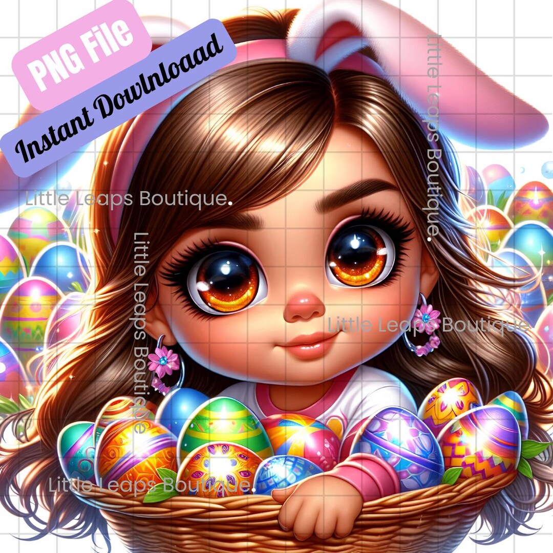Cute Hispanic Girl Easter 2025 PNG, Easter 2025 Clipart, Easter PNG ...