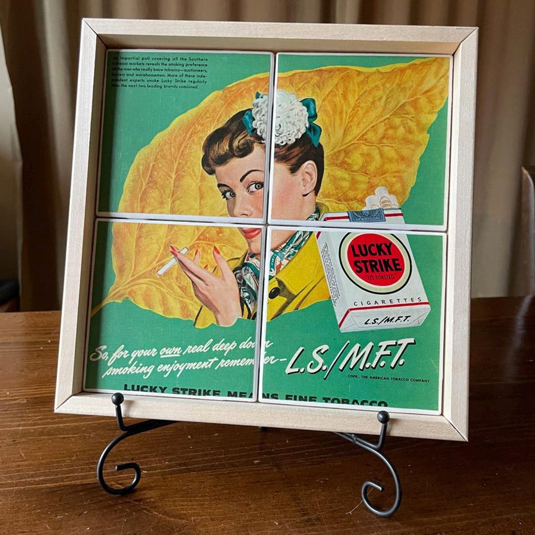 Vintage 1948 Lucky Strike Print Ad Upcycled Onto a Decorative Coaster ...