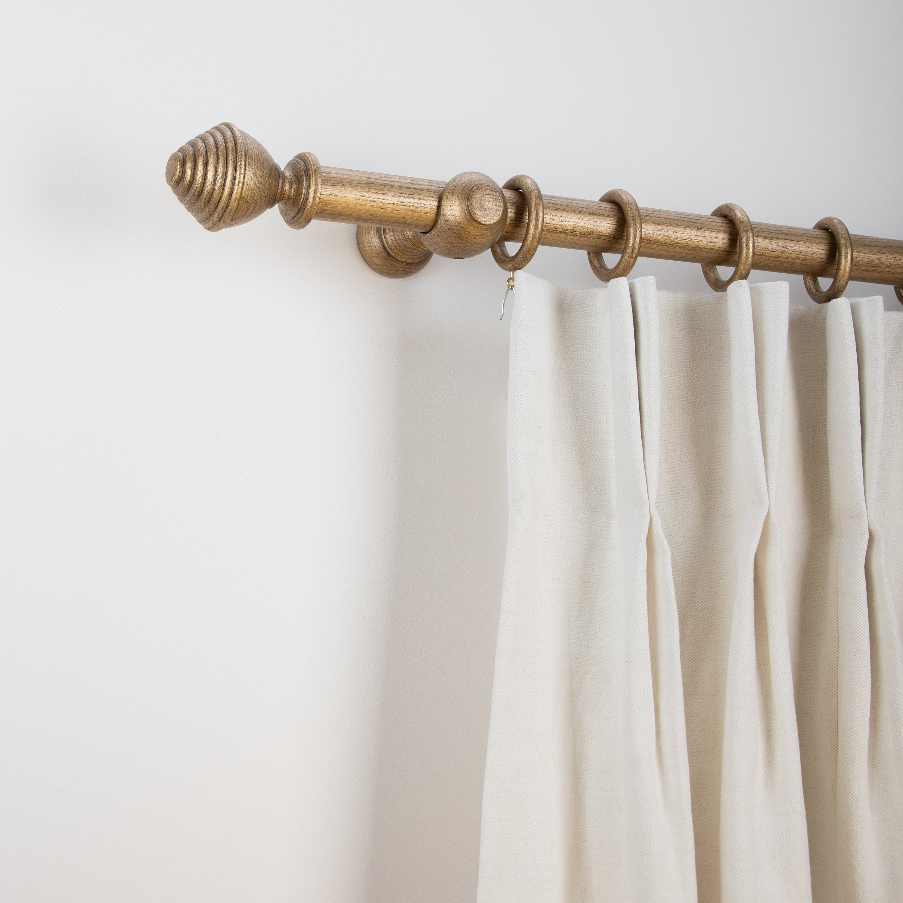 Wood Curtain Pole Kit With Half Ribbed Ball Finial, Dia. 35mm - Etsy UK