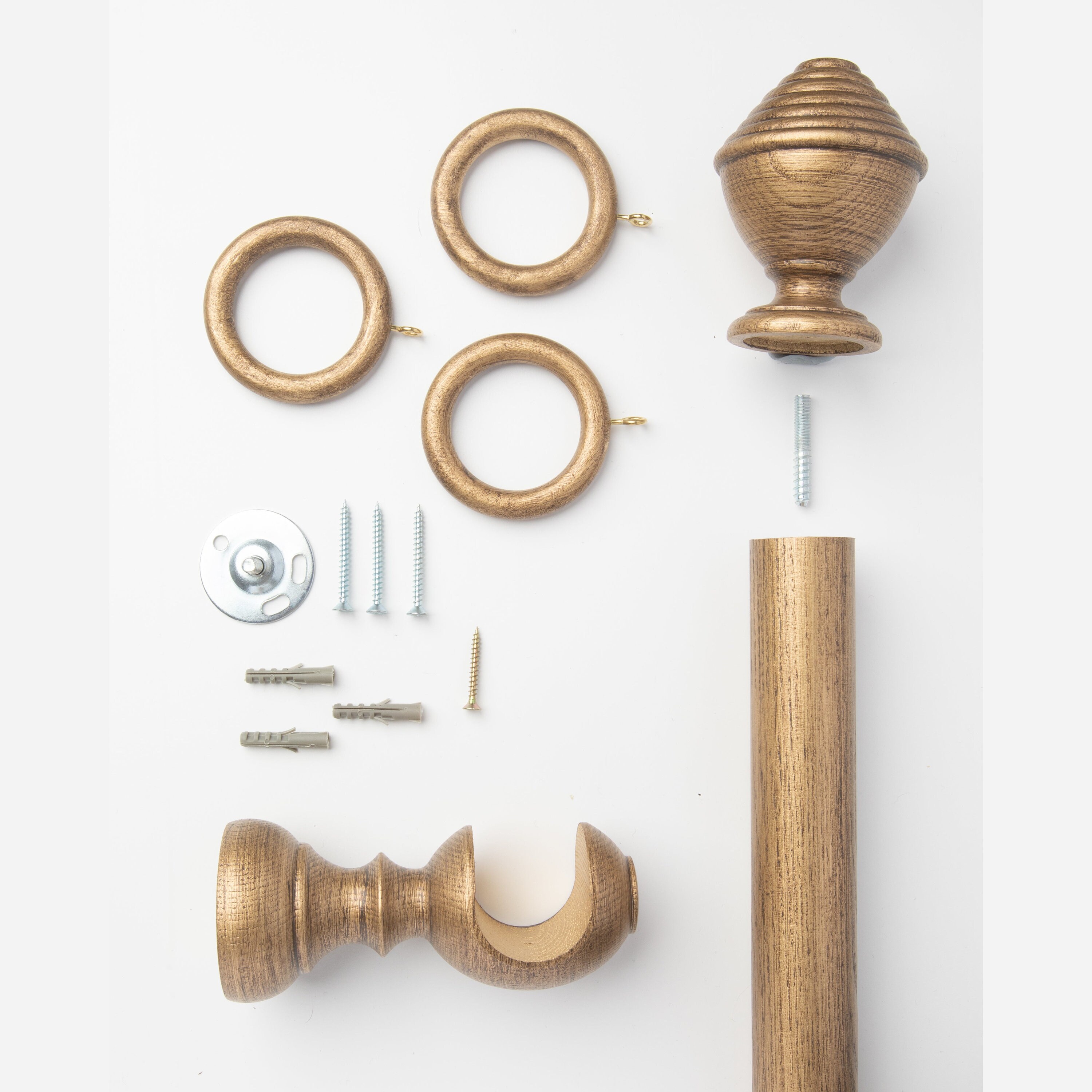 Wood Curtain Pole Kit With Half Ribbed Ball Finial, Dia. 35mm - Etsy UK