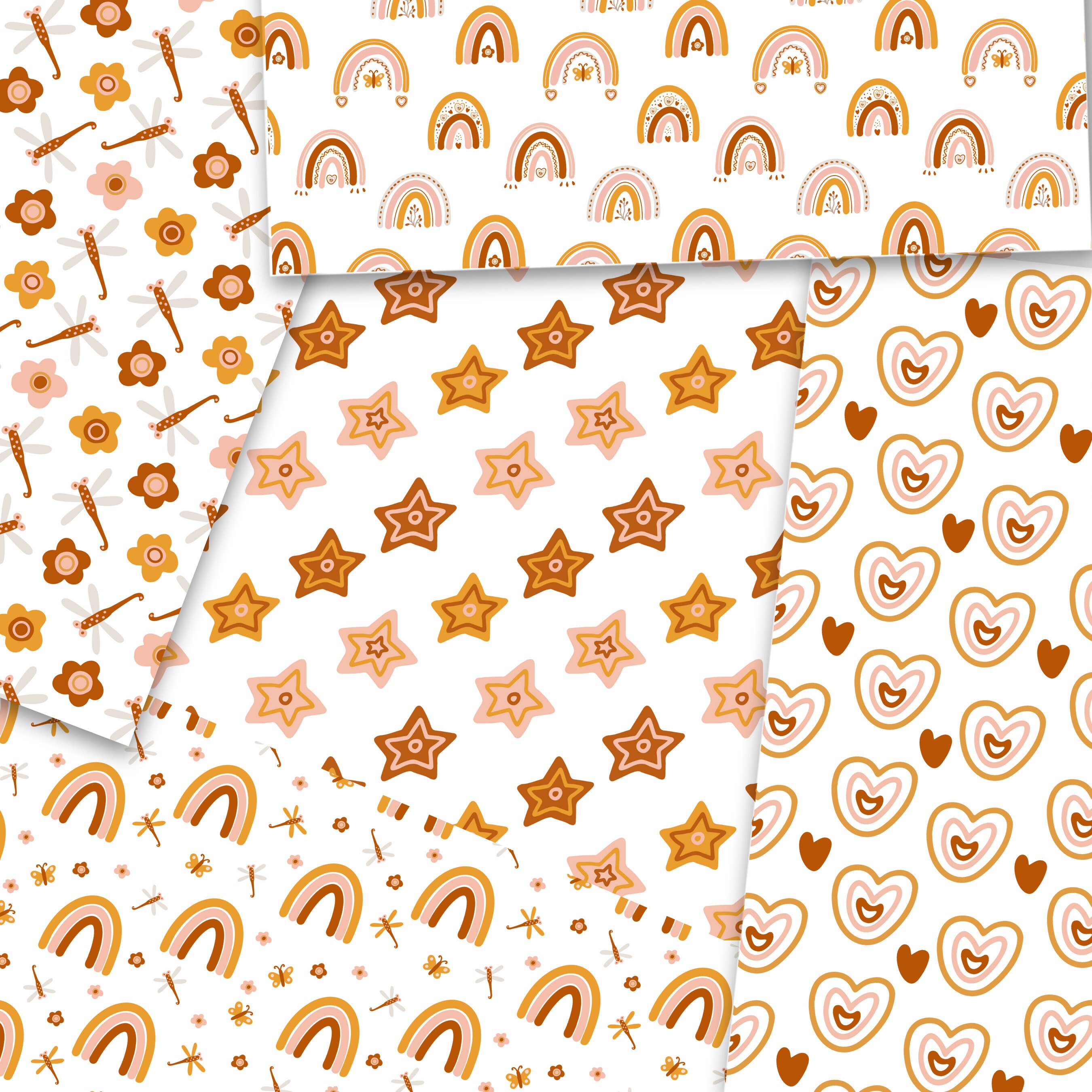 Boho Digital Paper BOHO DREAM Digital Paper Rainbow Digital Paper Boho ...