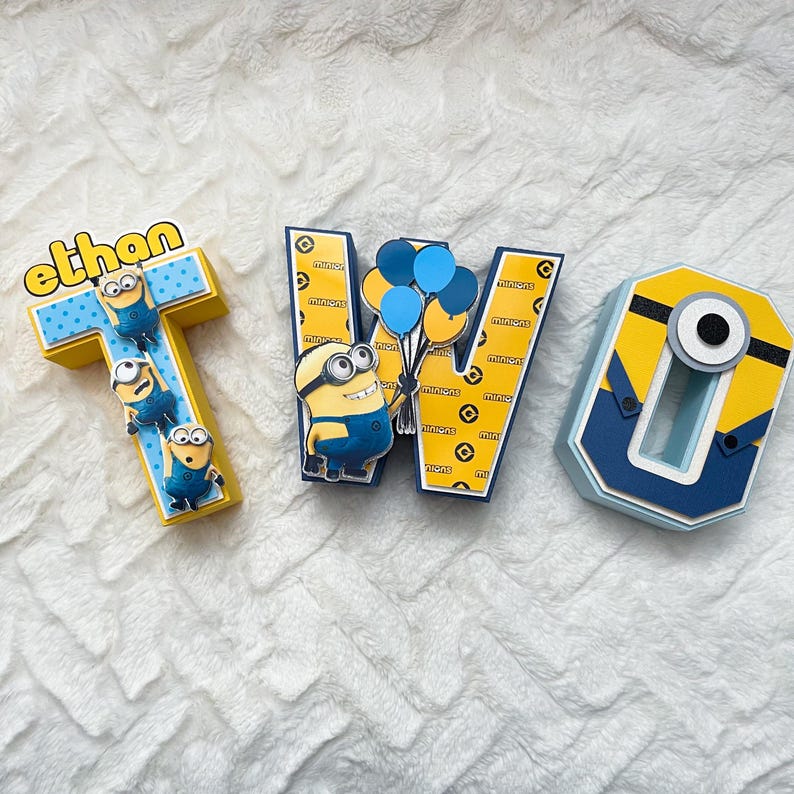Minions 3D Letters | Minions 1st Birthday 3D Letters | Minions 1st ...