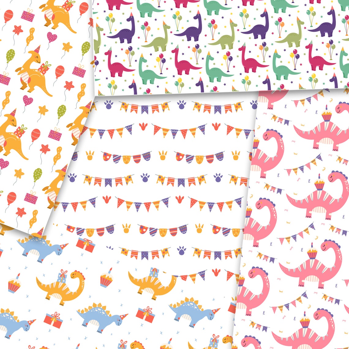 Dino Fun Digital Paper | Dino Birthday Digital Paper | Dinosaur Digital ...