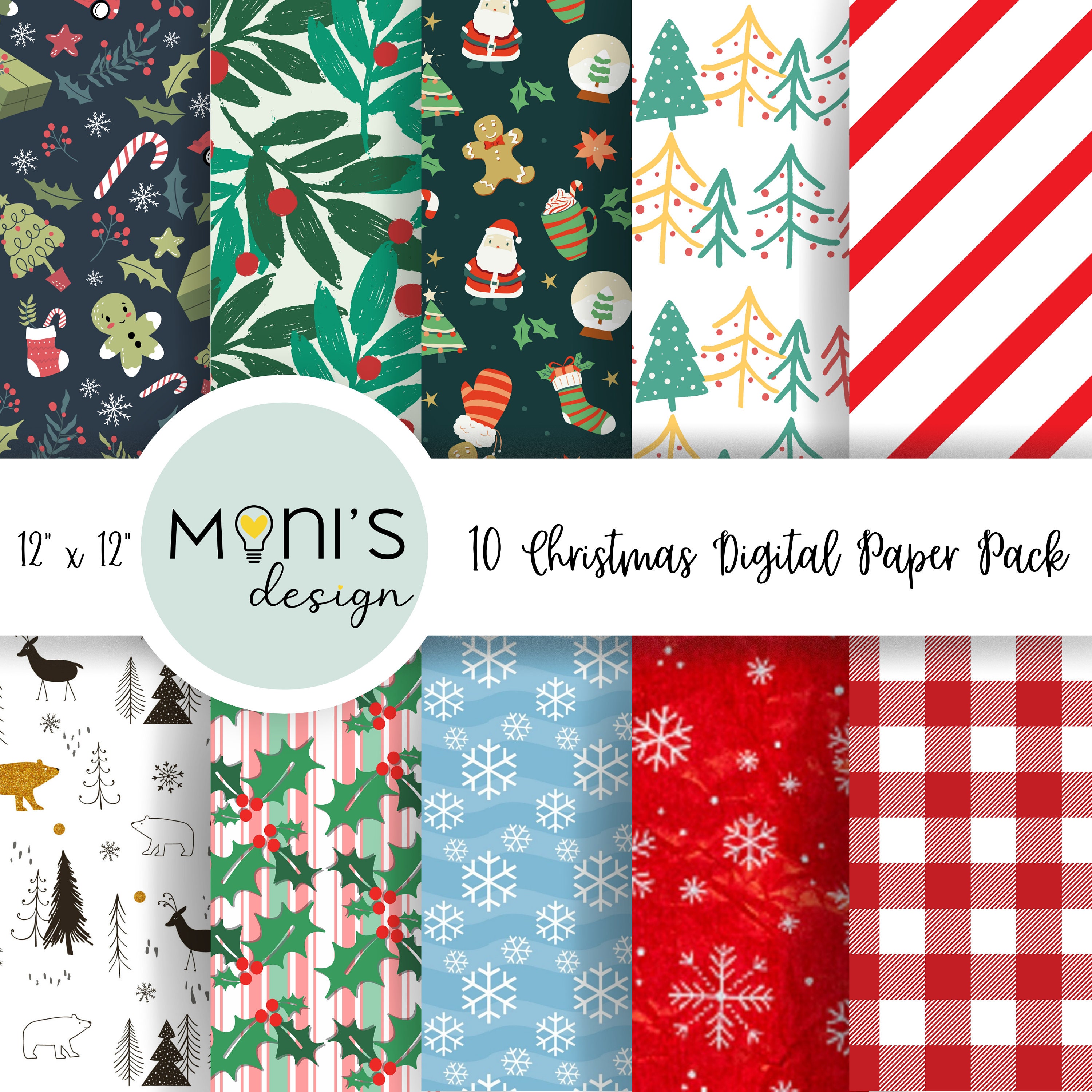 Christmas Digital Paper Merry Christmas Digital Papers xmas ...
