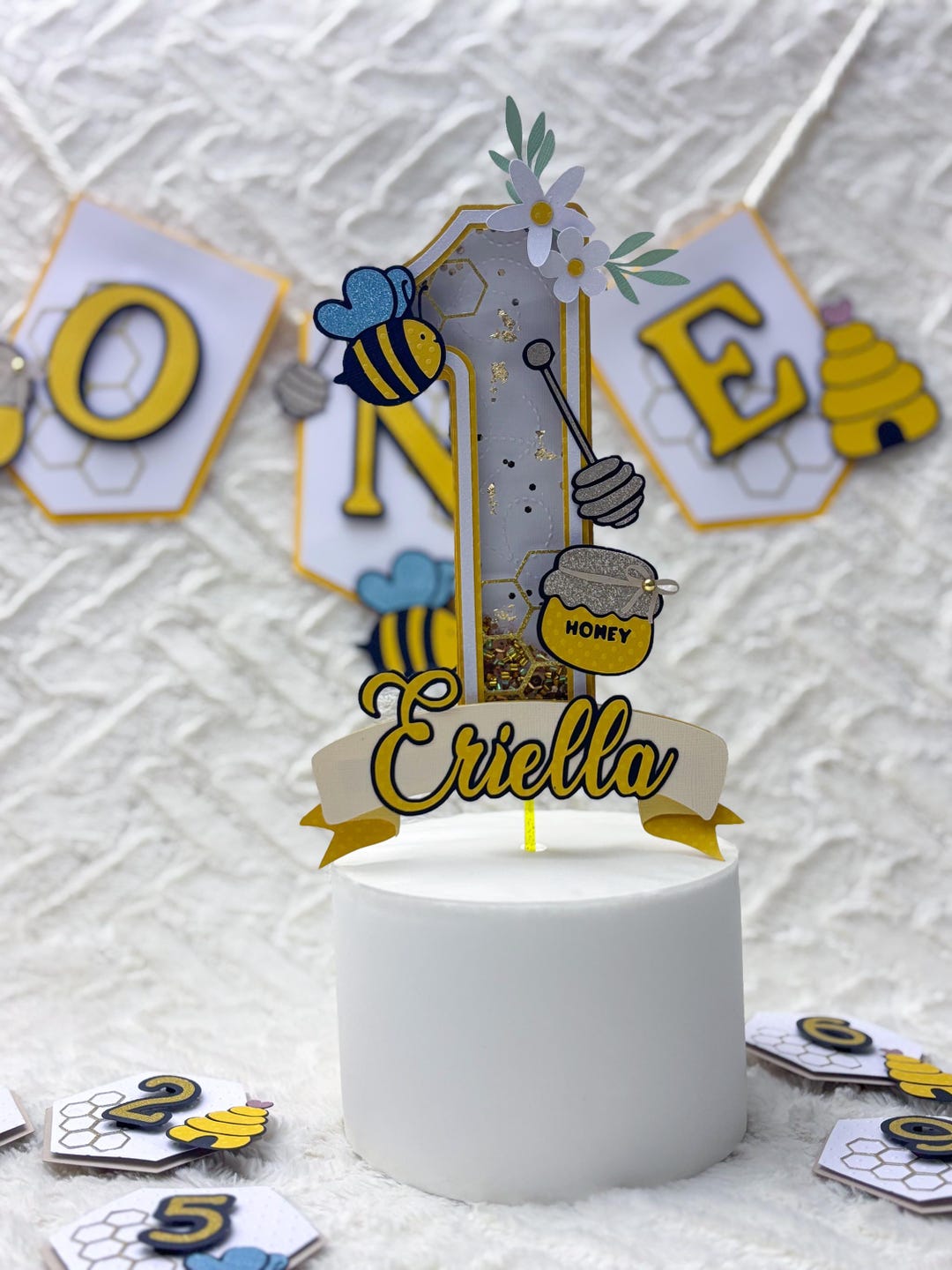 Bee Shaker Cake Topper | Bee Cake Topper | Shaker Cake Topper | Bee One ...