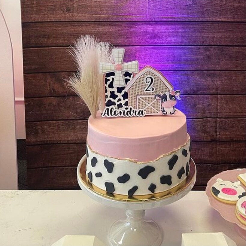 Girl Farm Cake Topper Girl Cow Cake Topper Baby Cow Cake Topper - Etsy