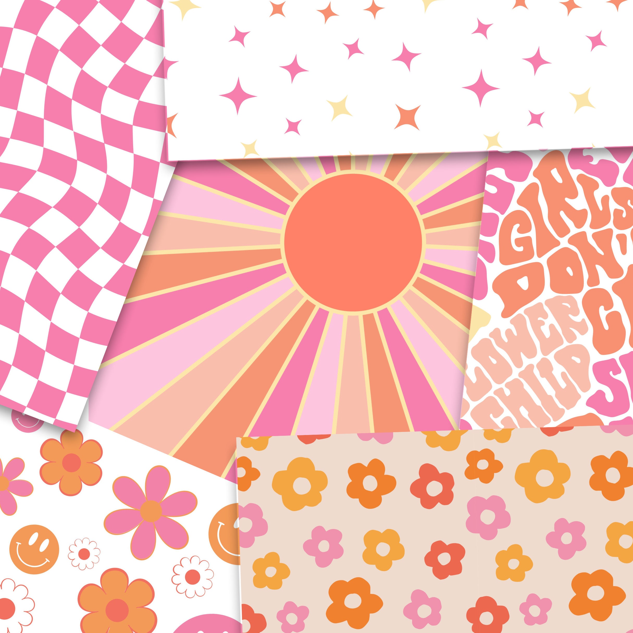 Groovy Digital Paper Retro Digital Paper - Etsy