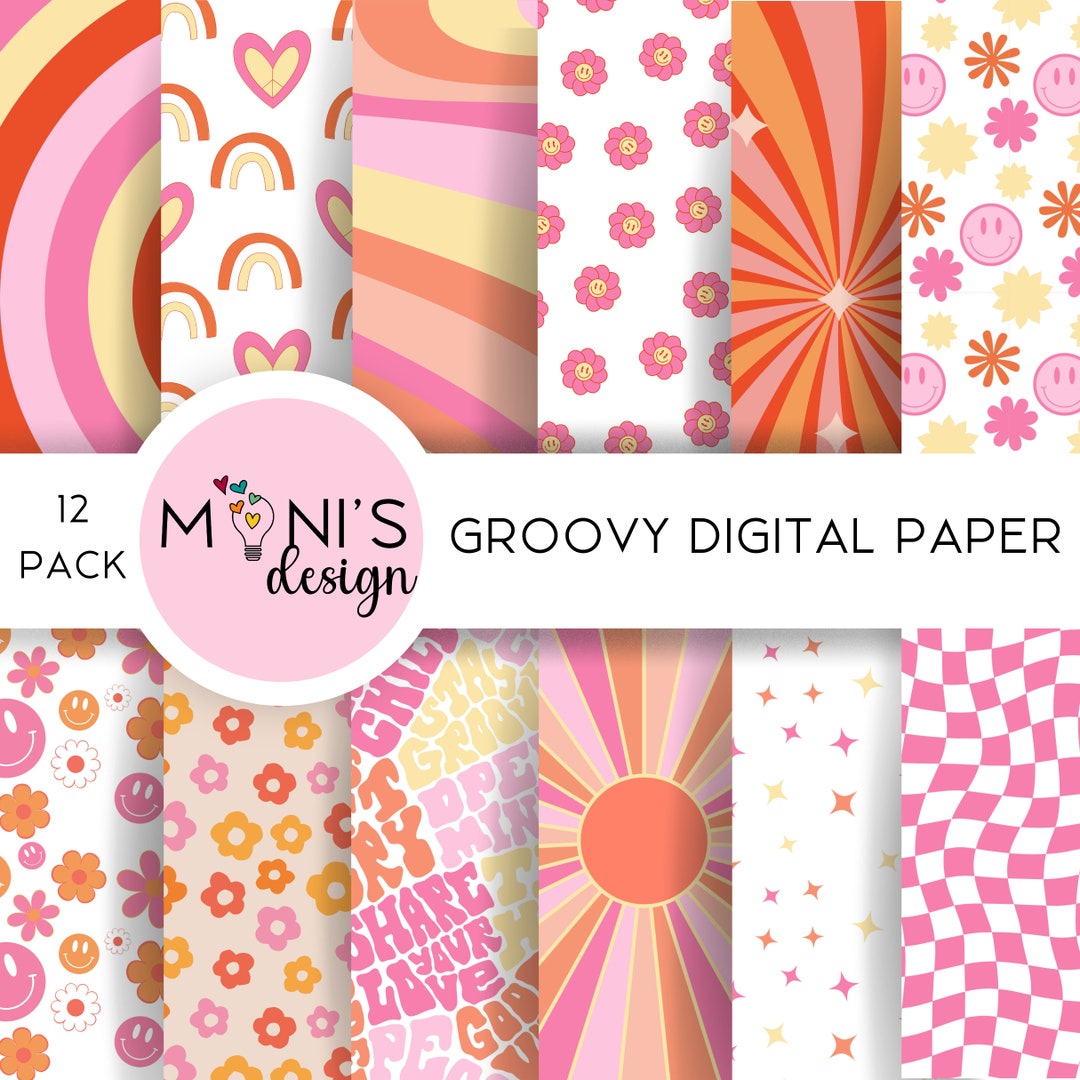 Groovy Digital Paper | Retro Digital Paper - Etsy