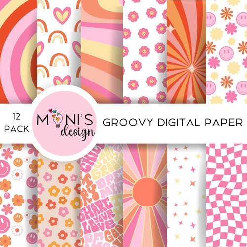 Groovy Digital Paper Retro Digital Paper - Etsy