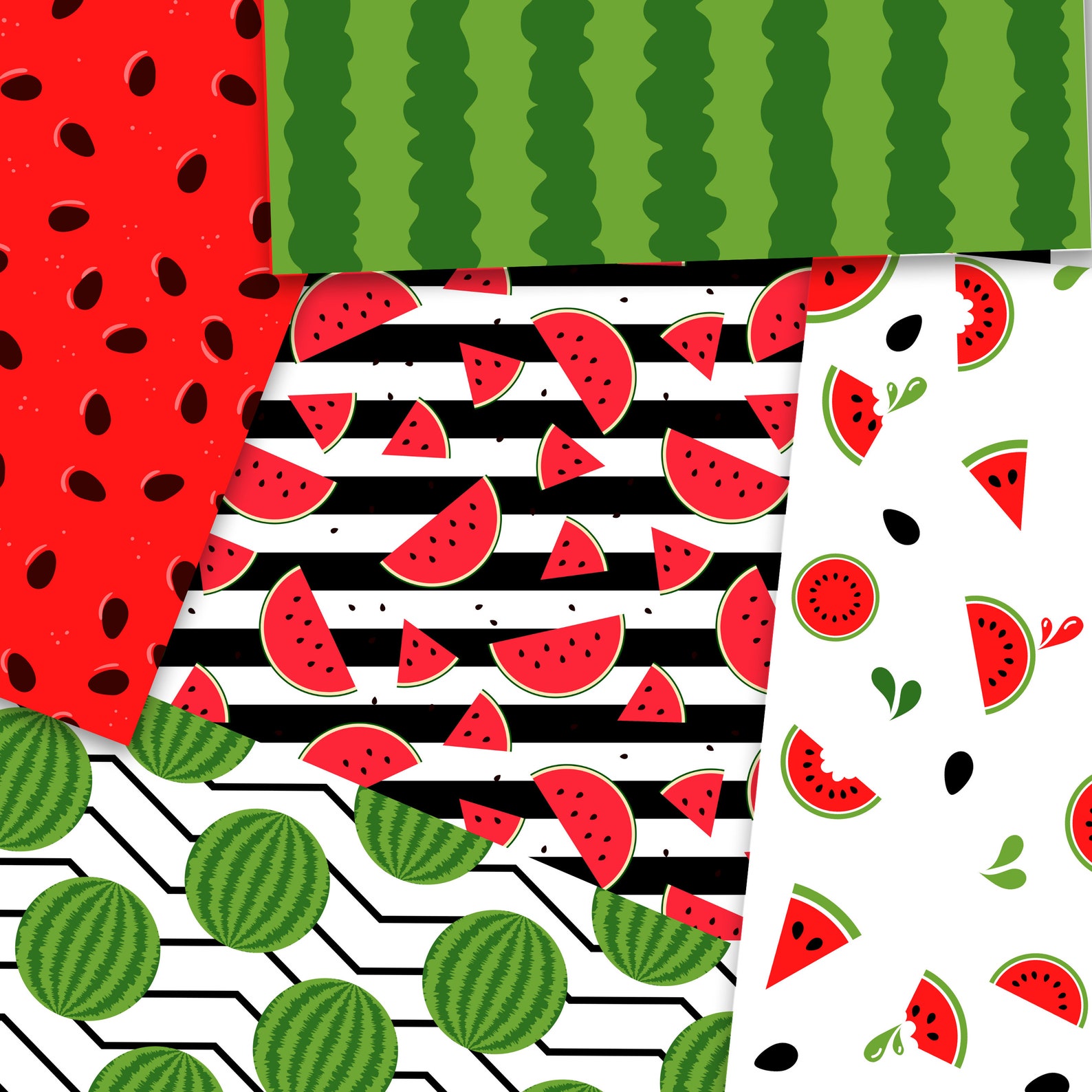 Watermelon Digital Paper | Watermelon Freshness Digital Paper ...