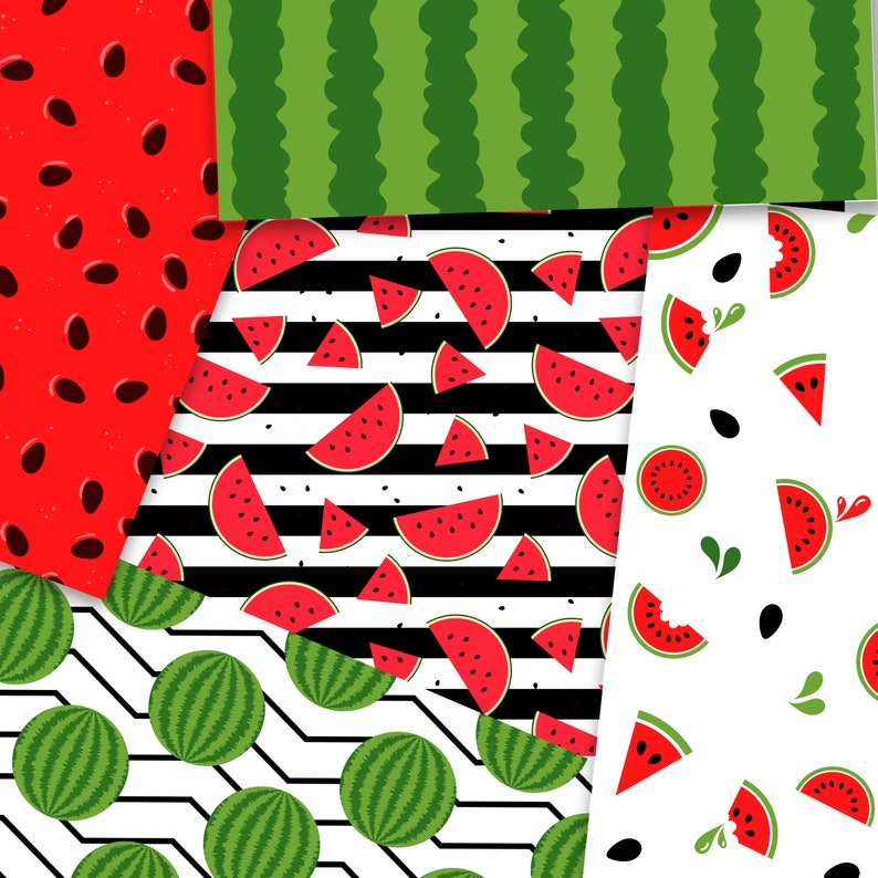 Watermelon Digital Paper | Watermelon Freshness Digital Paper ...