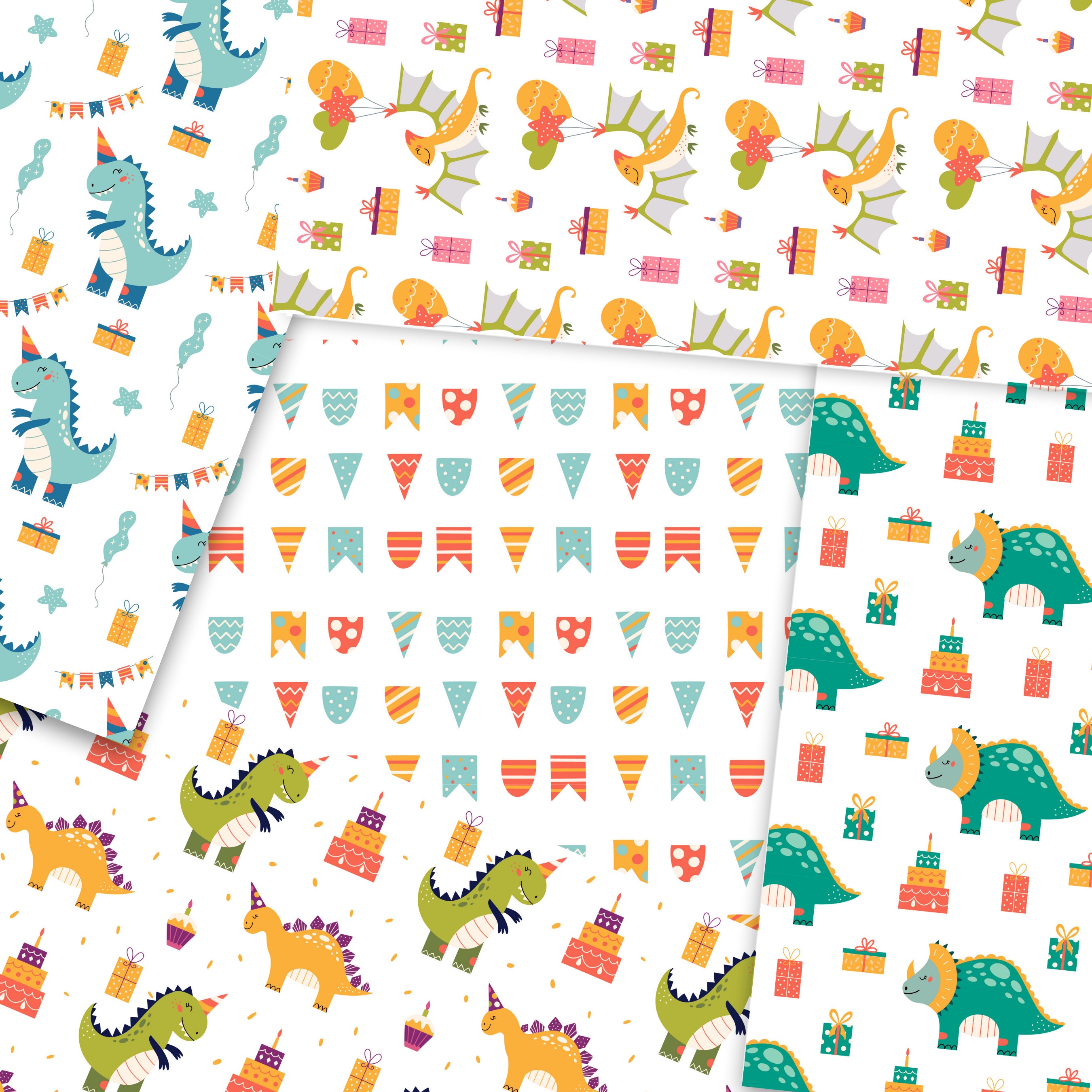 Dino Fun Digital Paper | Dino Birthday Digital Paper | Dinosaur Digital ...