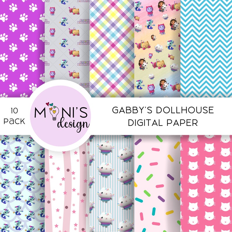 Gabby’s Dollhouse Digital Paper | Digital Paper | Scrapbook Paper ...