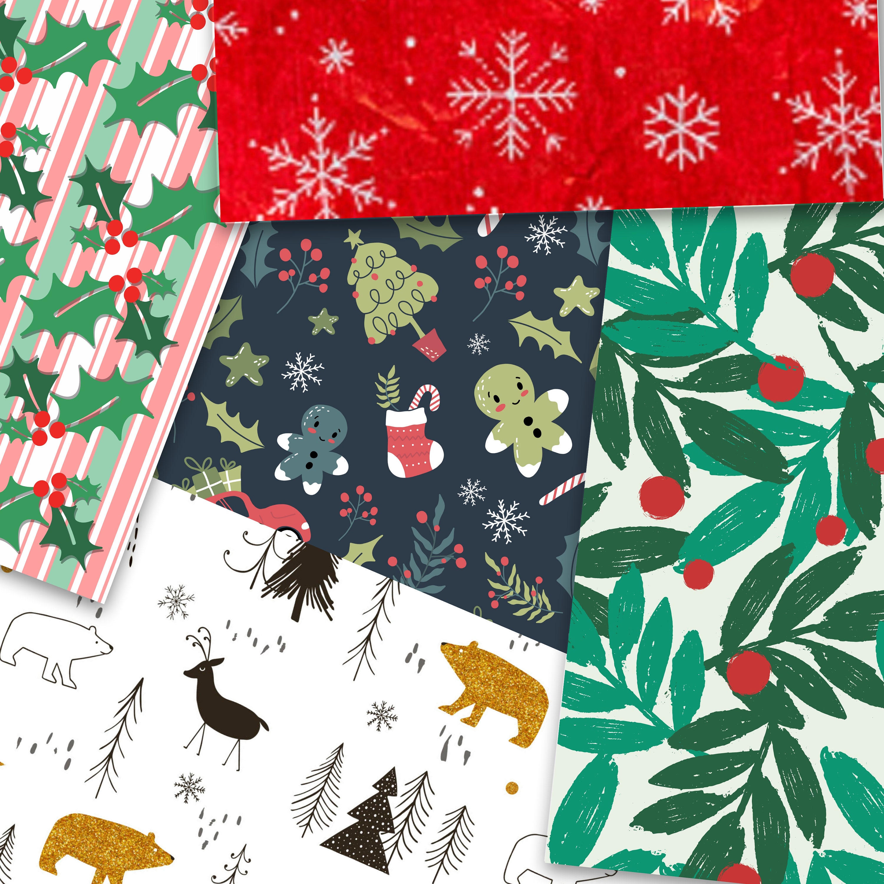 Christmas Digital Paper Merry Christmas Digital Papers xmas ...